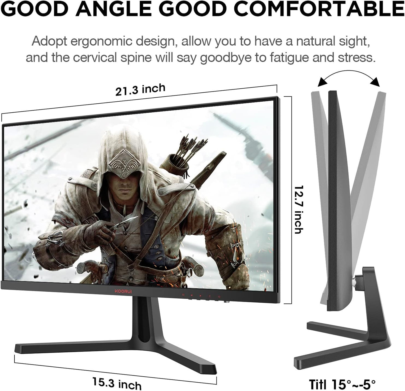 Koorui 24 Inch FHD 165Hz 1ms VA Gaming Monitor with AdaptiveSync ...