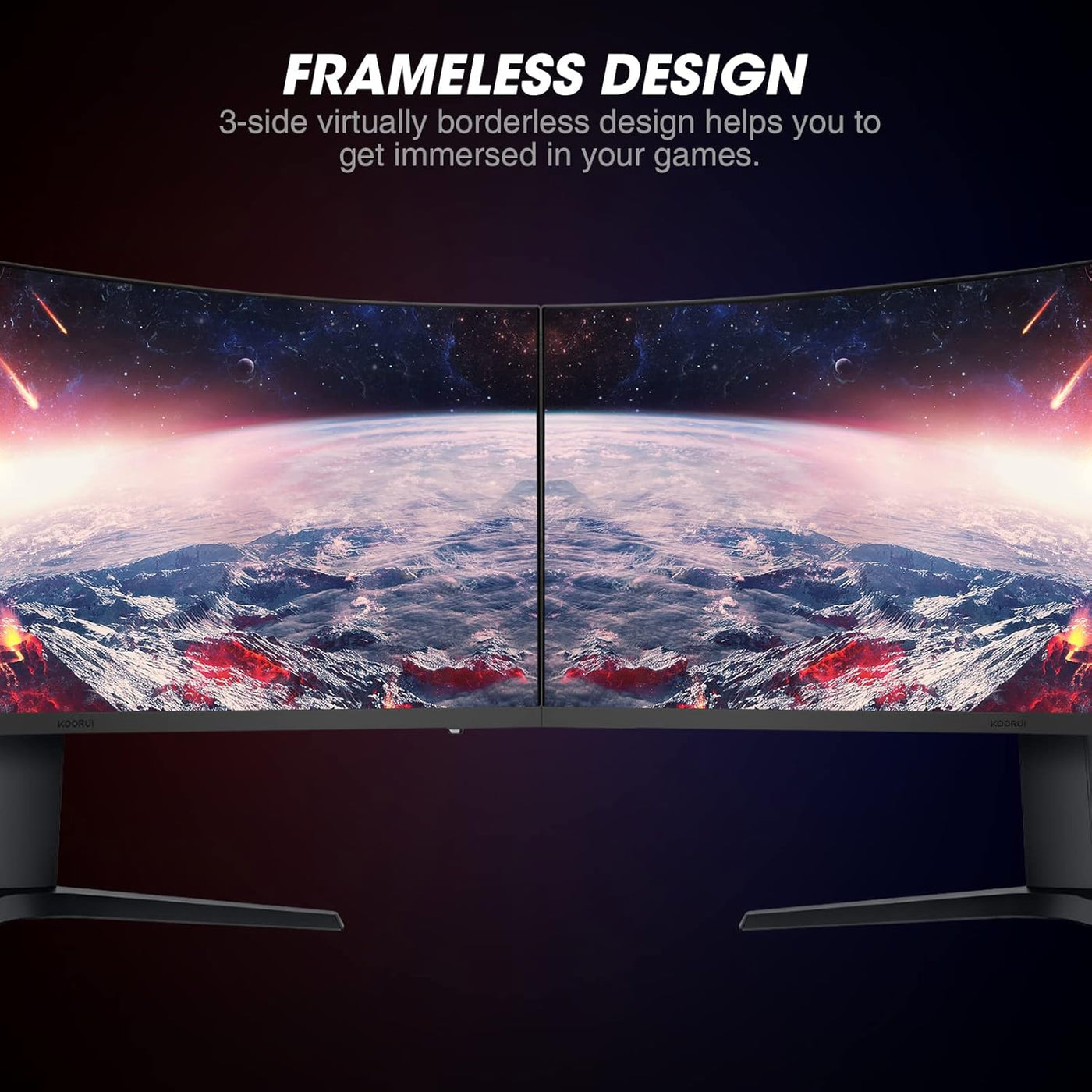 Koorui 34 Inch Ultrawide Curved WQHD 165Hz Gaming Monitor with HDR400 ...